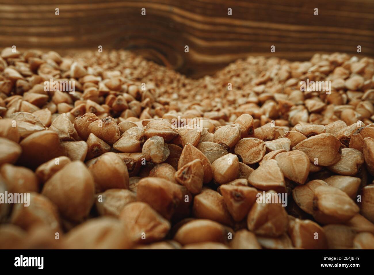 Macro photo of handful dry buckwheat grain Stock Photo - Alamy