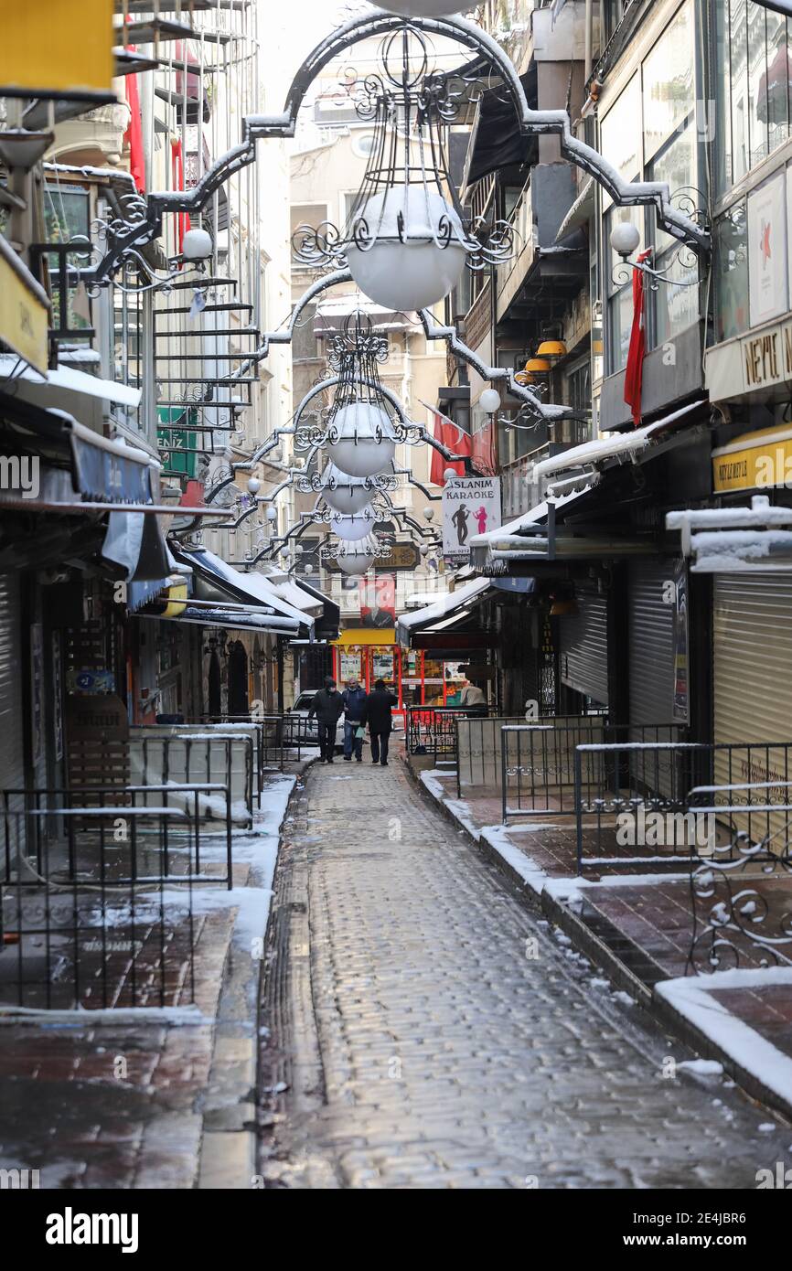 ISTANBUL, TURKEY - JANUARY 18, 2021: Bars and restaurants are closed in ...
