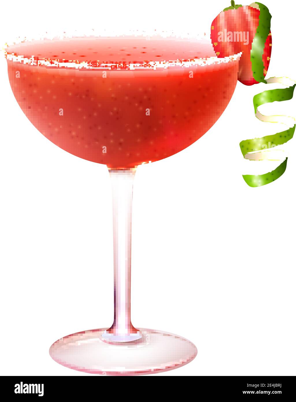 Strawberry Daiquiri Realistic Cocktail In Glass With Lime Twist