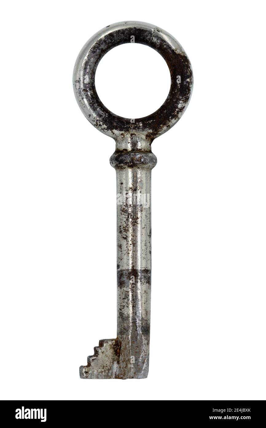 Old vintage metal key isolated on white background Stock Photo - Alamy