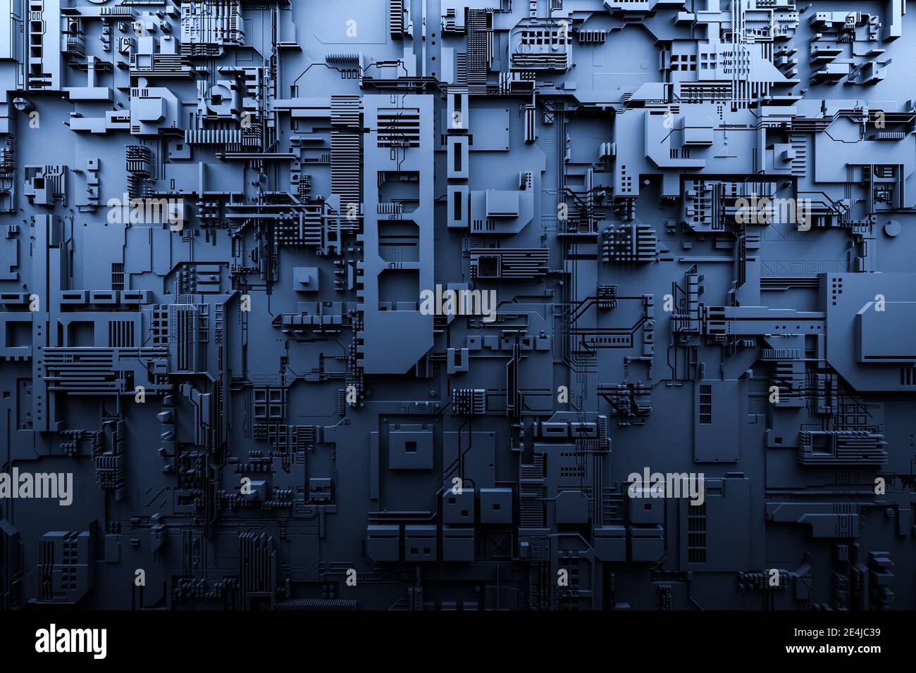 3d illustration of a realistic model of a robot or blue cyber armor ...