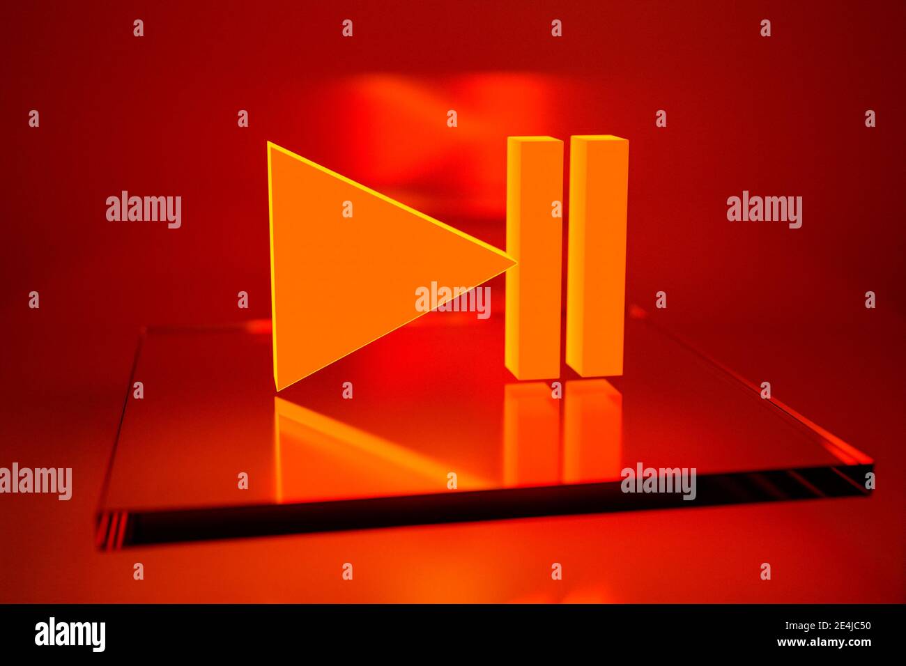 3d illustration button to turn on music on orange background. Video and ...