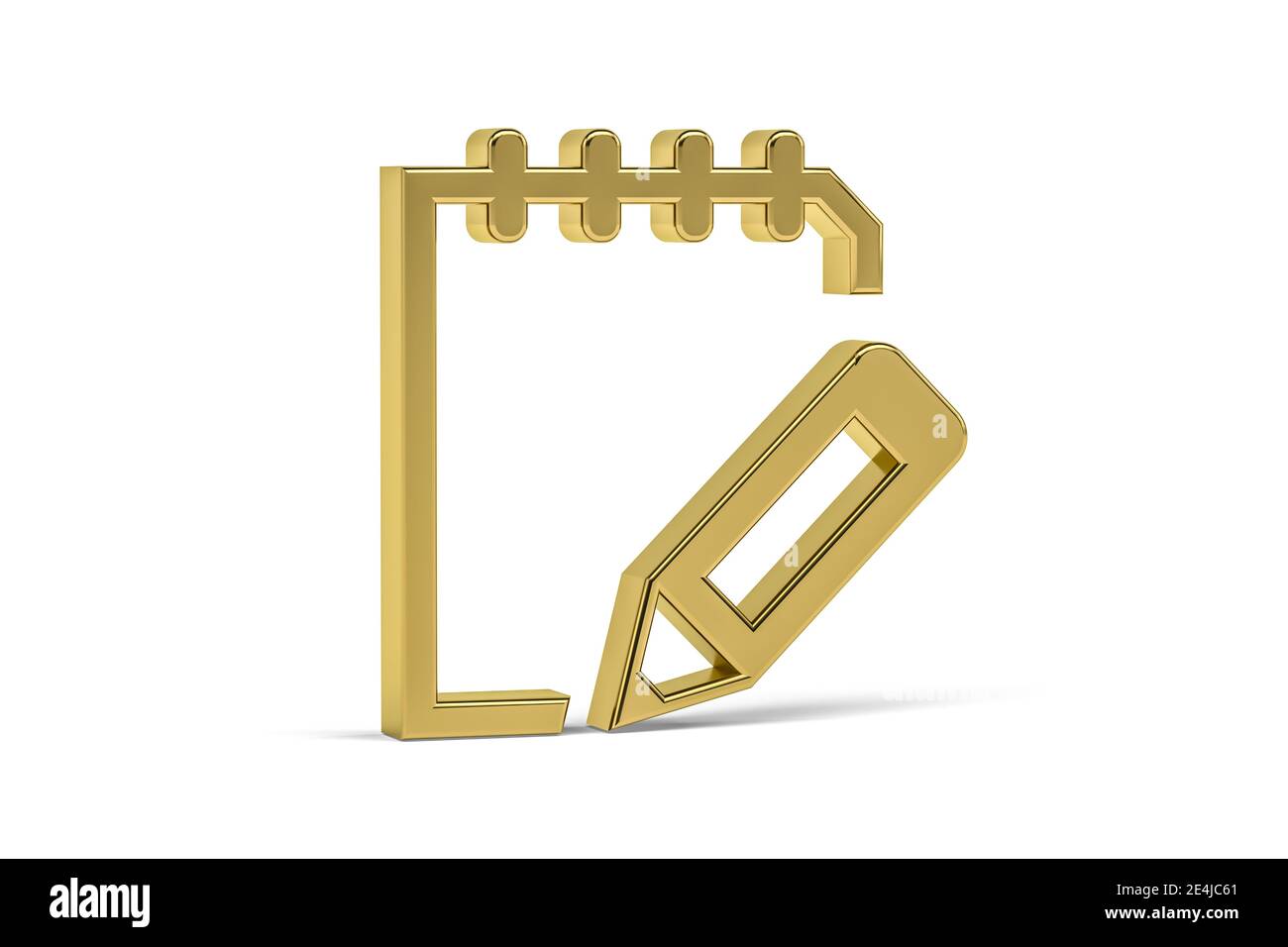 Golden 3d notepad icon isolated on white background - 3D render Stock ...
