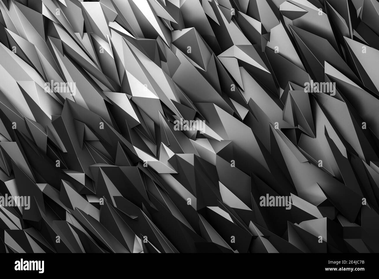 3d Illustration rows of silver metallic crystals. Patter on a ...