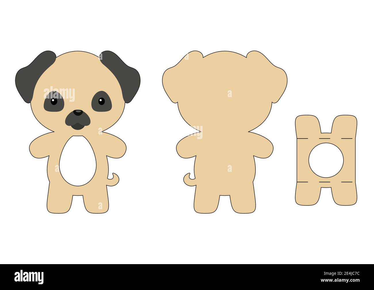 Cute die cut pug dog chocolate egg holder template. Retail paper box ...