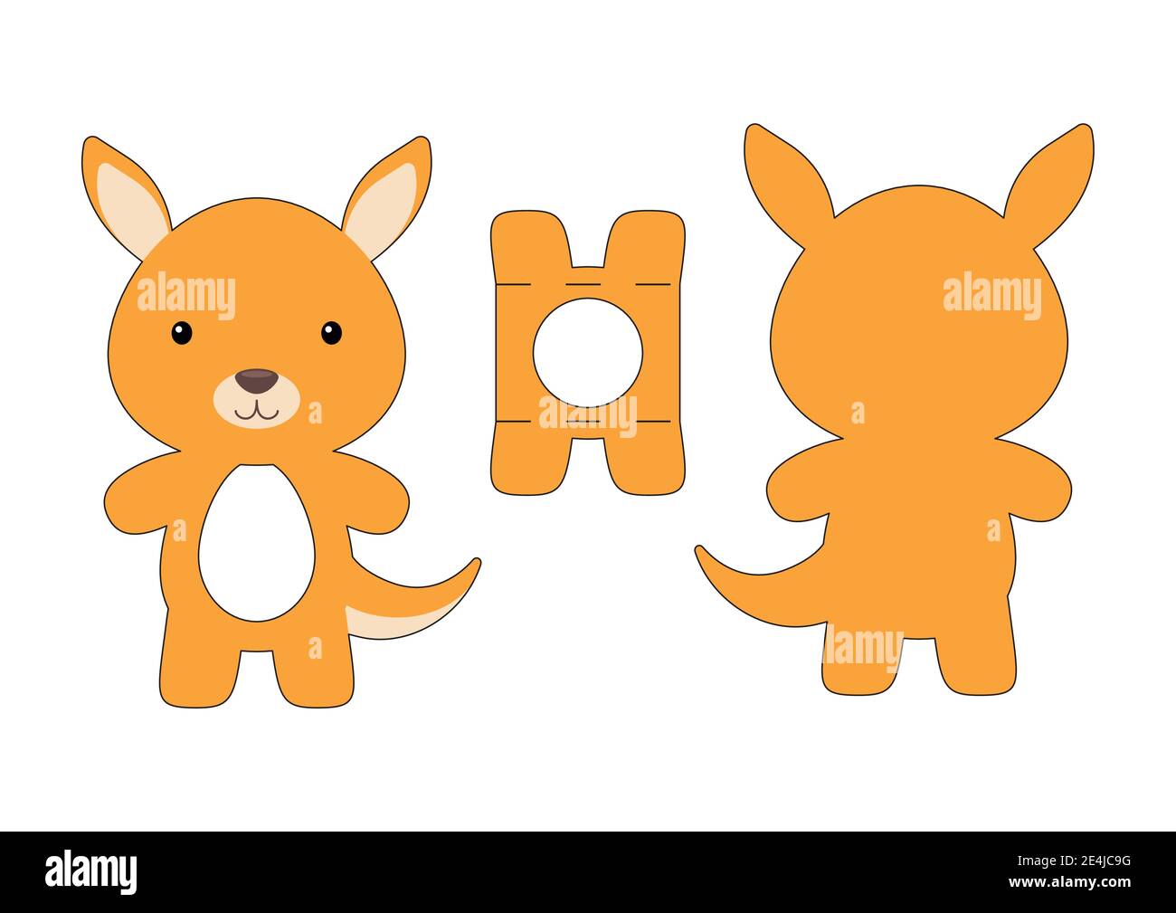 Cute die cut kangaroo chocolate egg holder template. Retail paper box ...