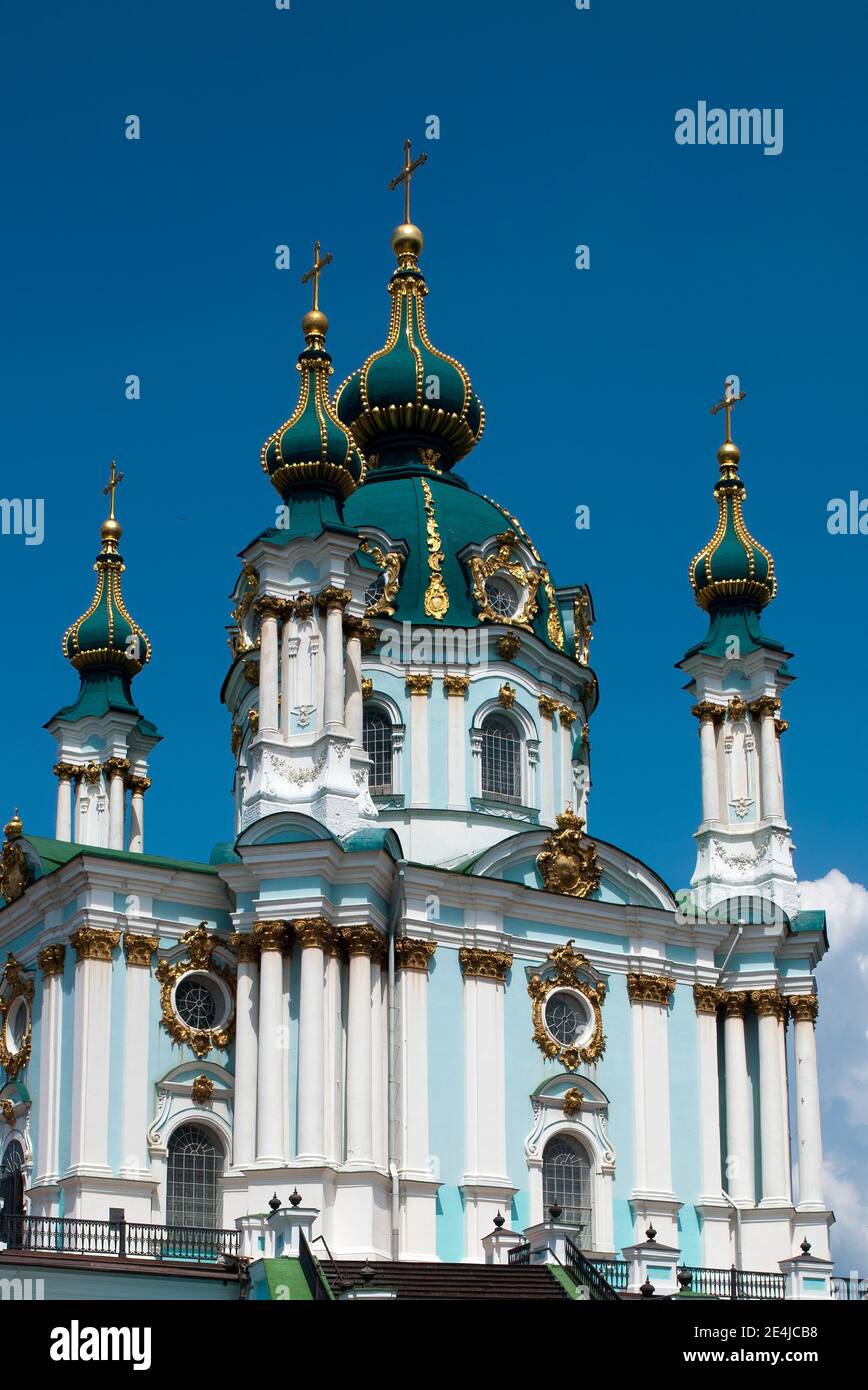 Kiev Ukraine, façade of St. Andrew's Church designed by the Italian ...