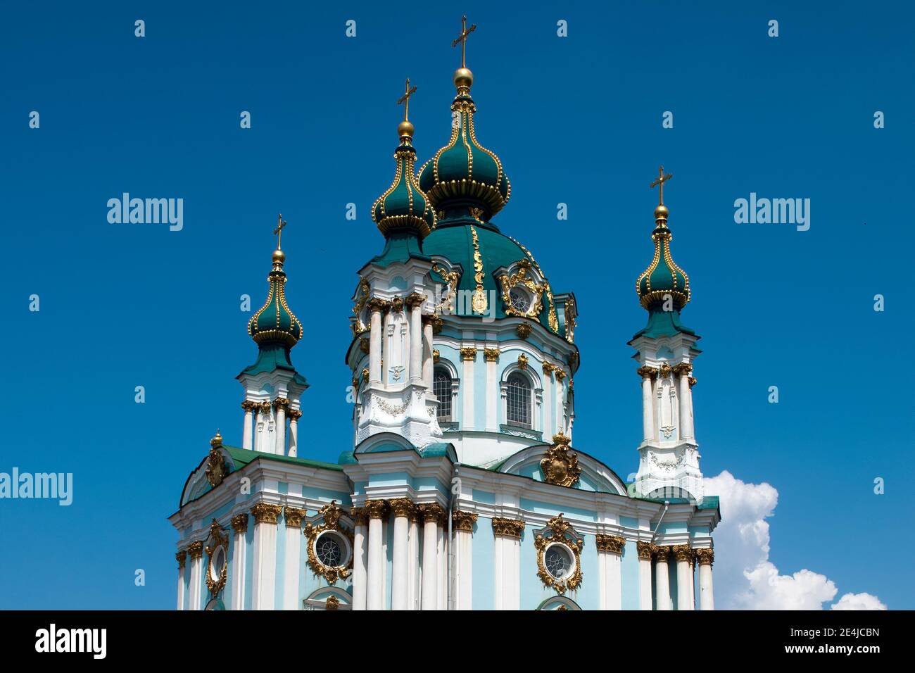 Kiev Ukraine, domes of St. Andrew's Church designed by the Italian ...