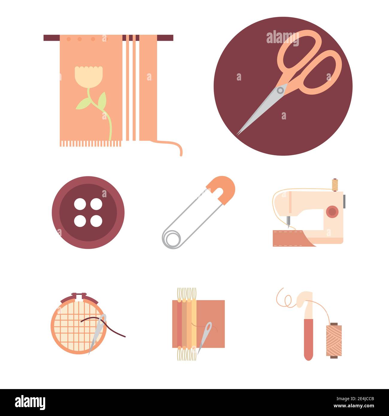 Embroidery and weaving icon collection design, Sewing and tailor shop ...