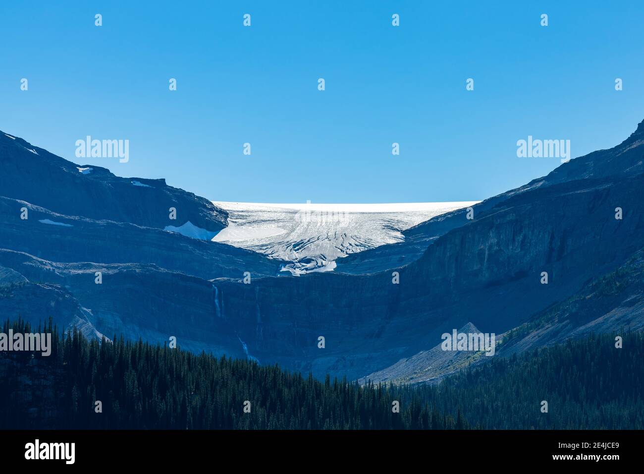 Bow Glacier above Bow Lake in 2020 summer. Banff National Park ...