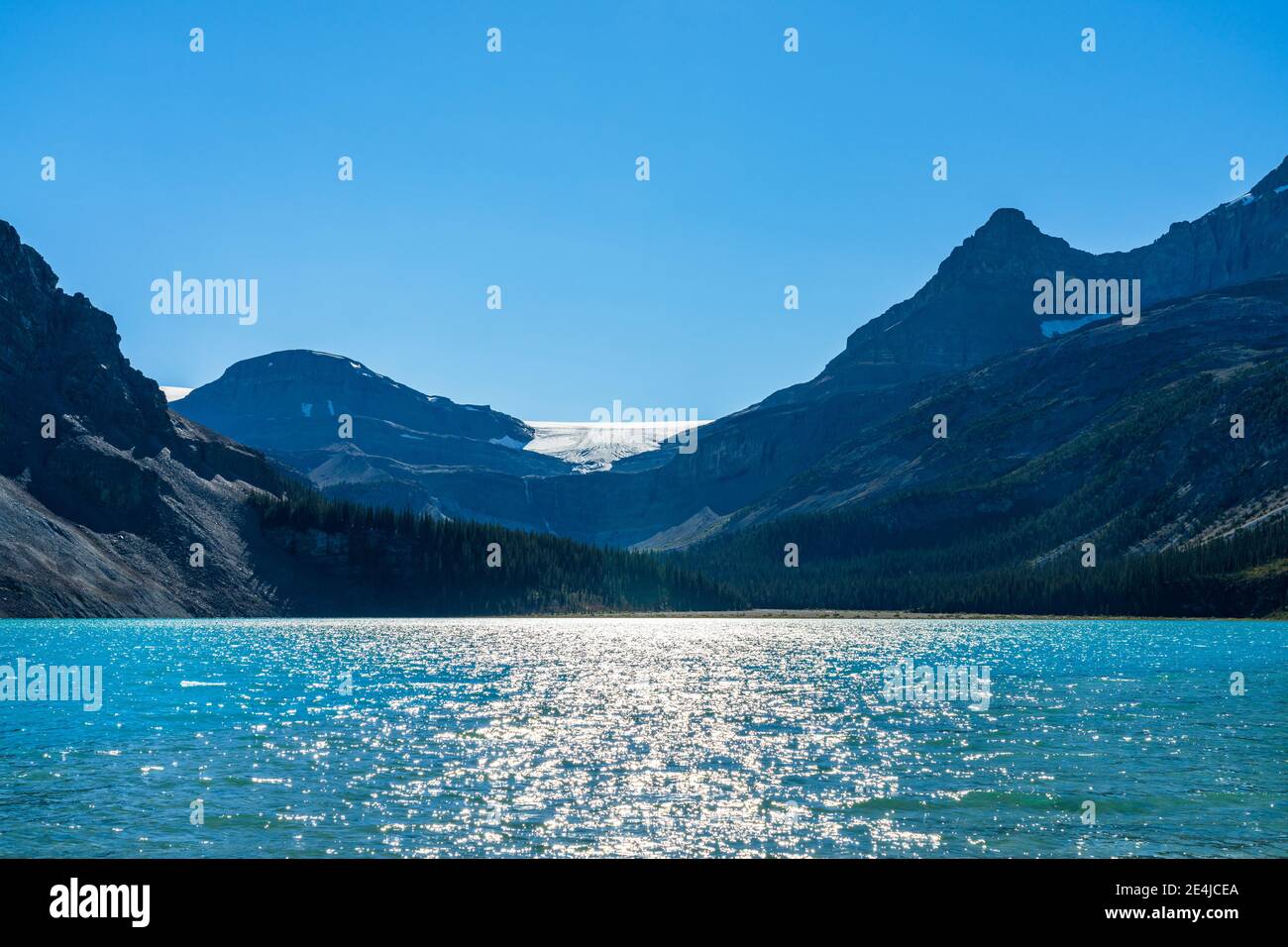 Bow Glacier above Bow Lake in 2020 summer. Banff National Park ...