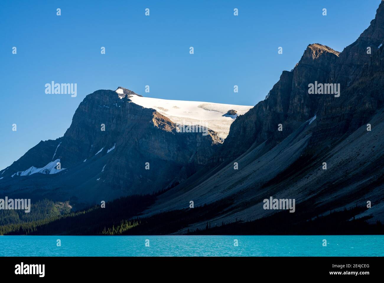 Bow Glacier above Bow Lake in 2020 summer. Banff National Park ...