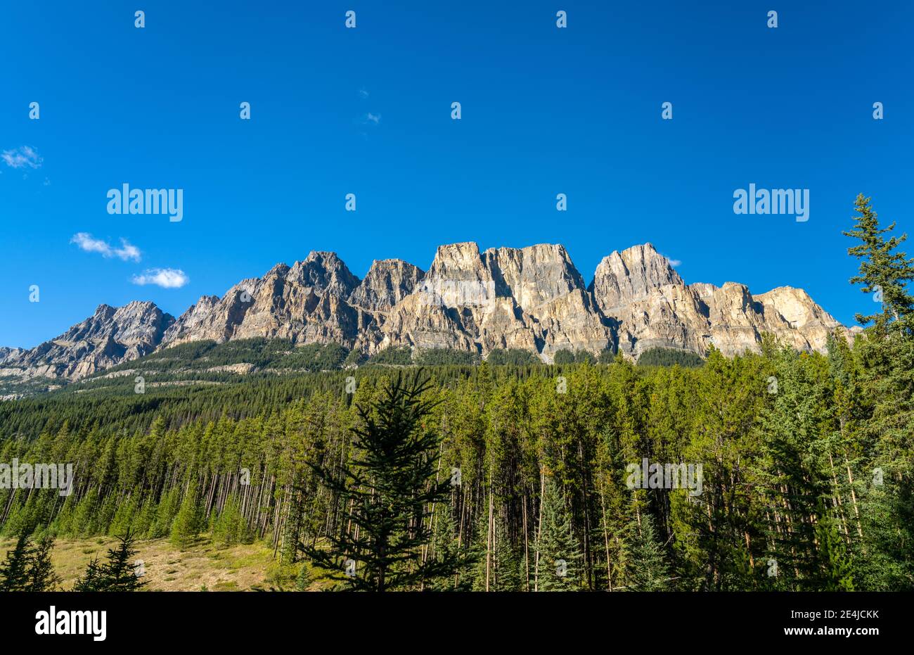 Castle Mountain Cliff viewpoint in summer sunny day, Bow Valley Parkway, Banff National Park ...