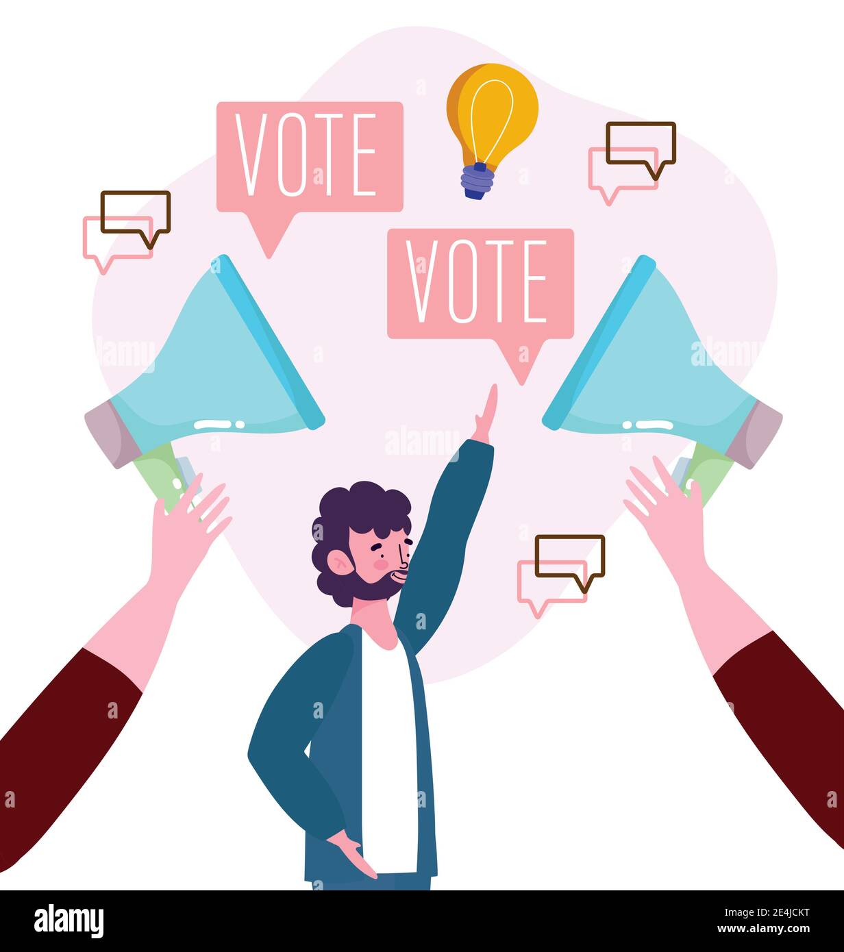vote people with megaphone advertising elections vector illustration ...