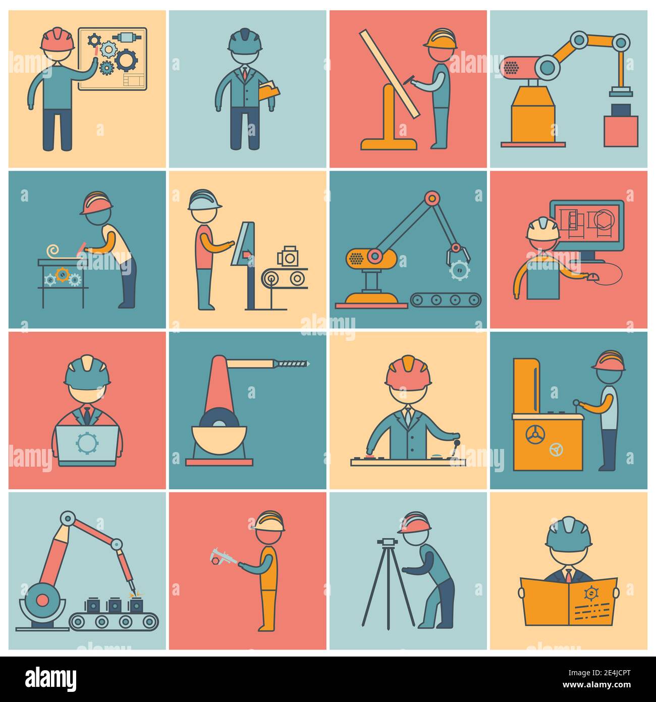 Engineering equipment industrial manufacturing machine operators flat ...