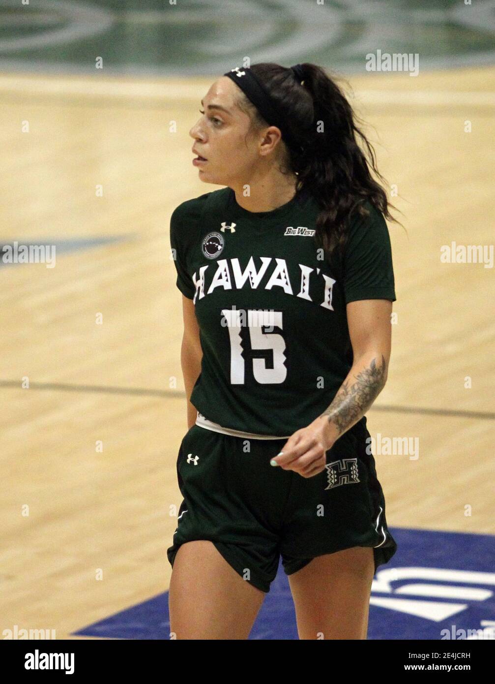 January 23, 2021 - Hawai'i Rainbow Wahine guard Jadynn Alexander #15 ...