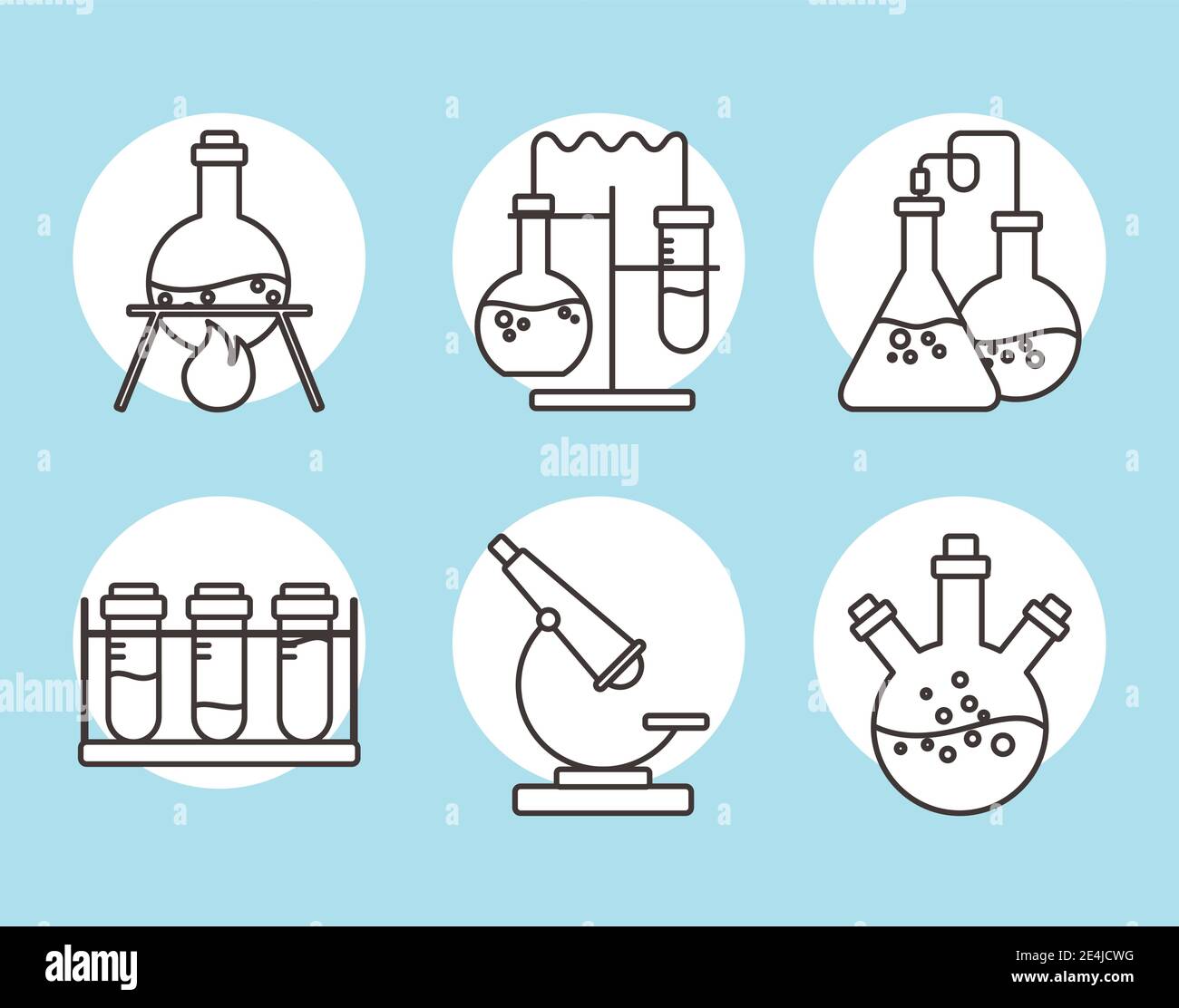 chemical glassware flasks experiment reactions science line style ...