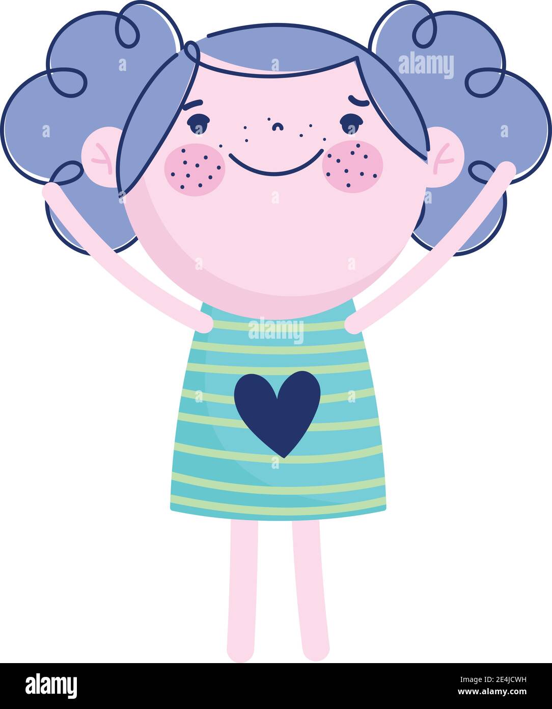 cute little girl cartoon character standing on white background vector ...