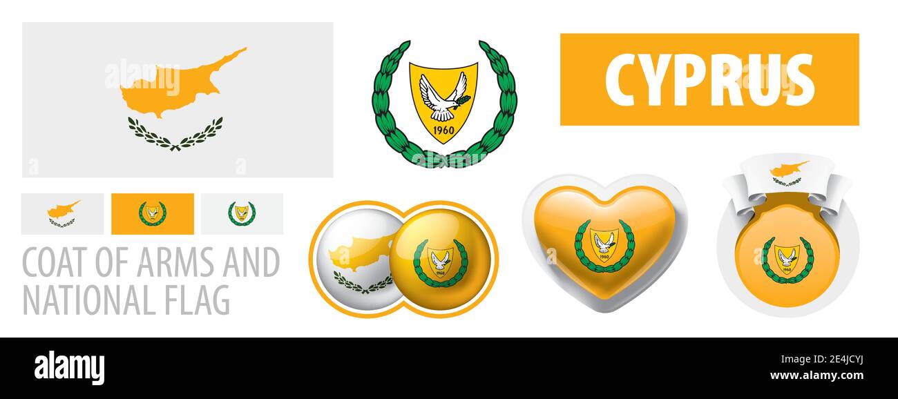 Vector set of the coat of arms and national flag of Cyprus Stock Vector ...