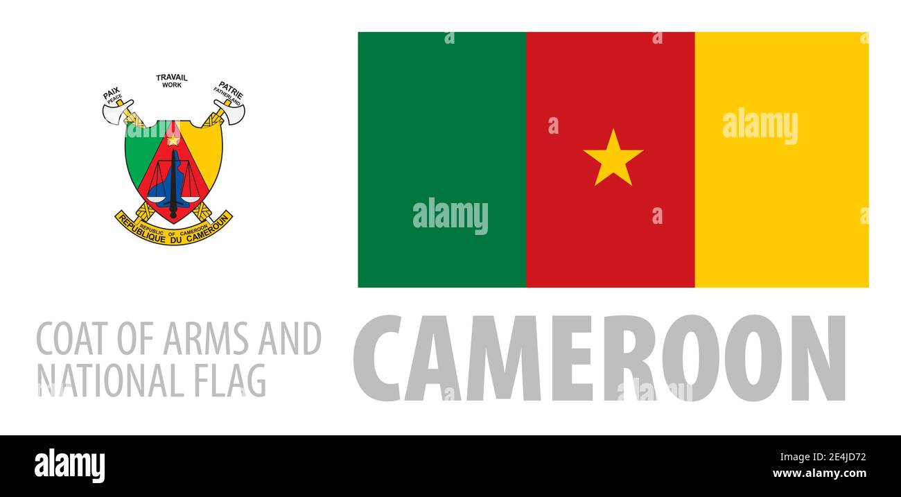 Vector set of the coat of arms and national flag of Cameroon Stock ...