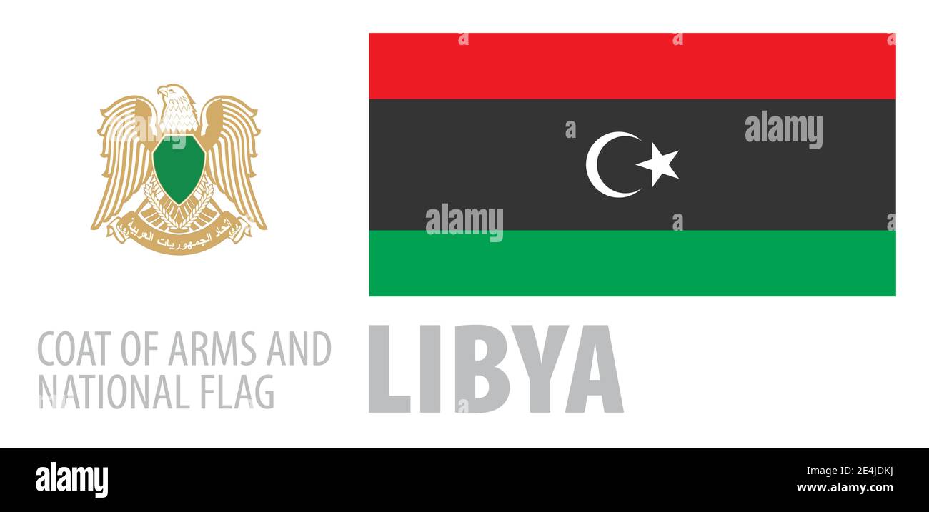 Vector set of the coat of arms and national flag of Libya Stock Vector ...