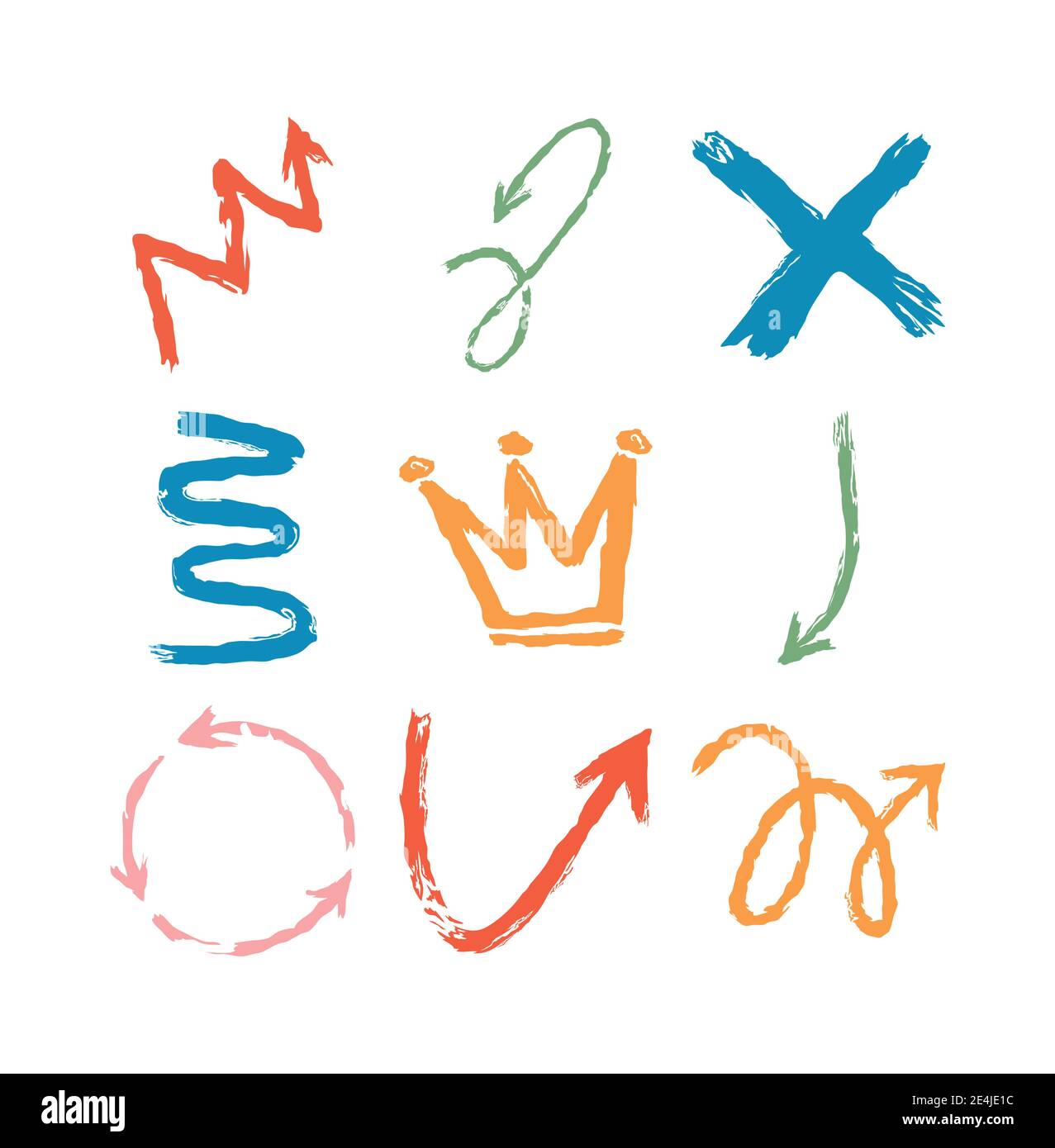 sketch and doodle color set different shapes isolated style vector ...