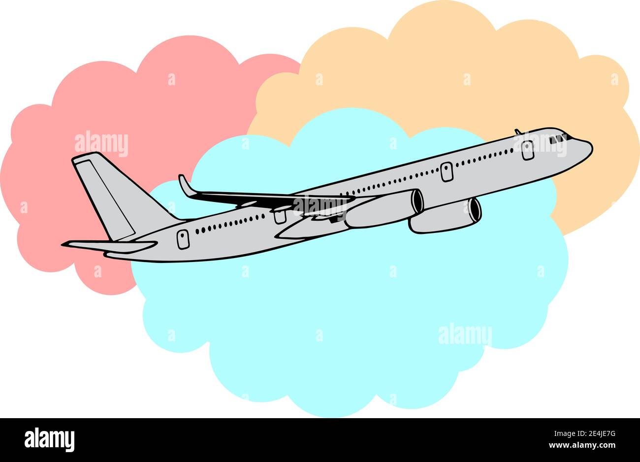 Jetliner hand drawn realistic doodle sketch tracing vector llustration ...