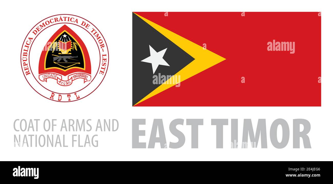 Vector set of the coat of arms and national flag of East Timor Stock ... Vector set of the coat of arms and national flag of East Timor Stock ...