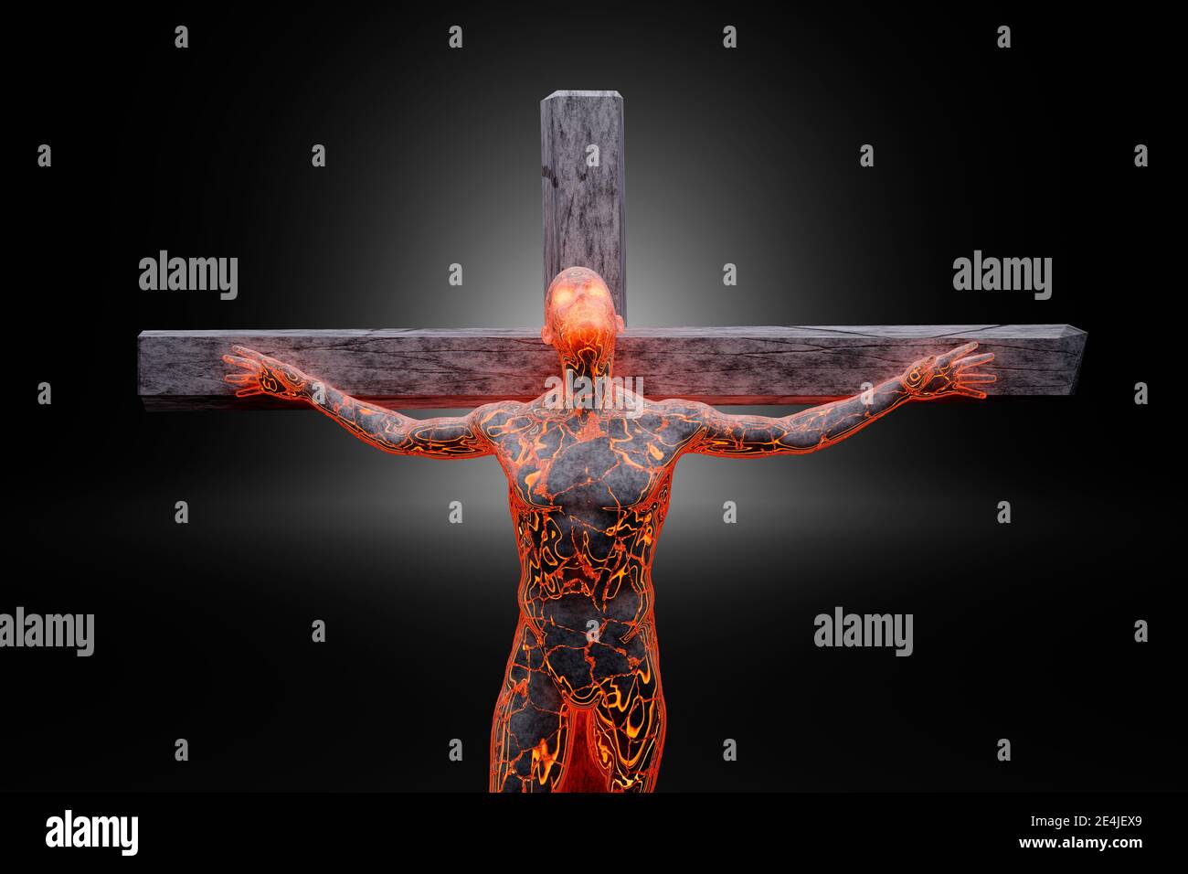 3D illustration of male character symbolizing crucified Jesus made of ...