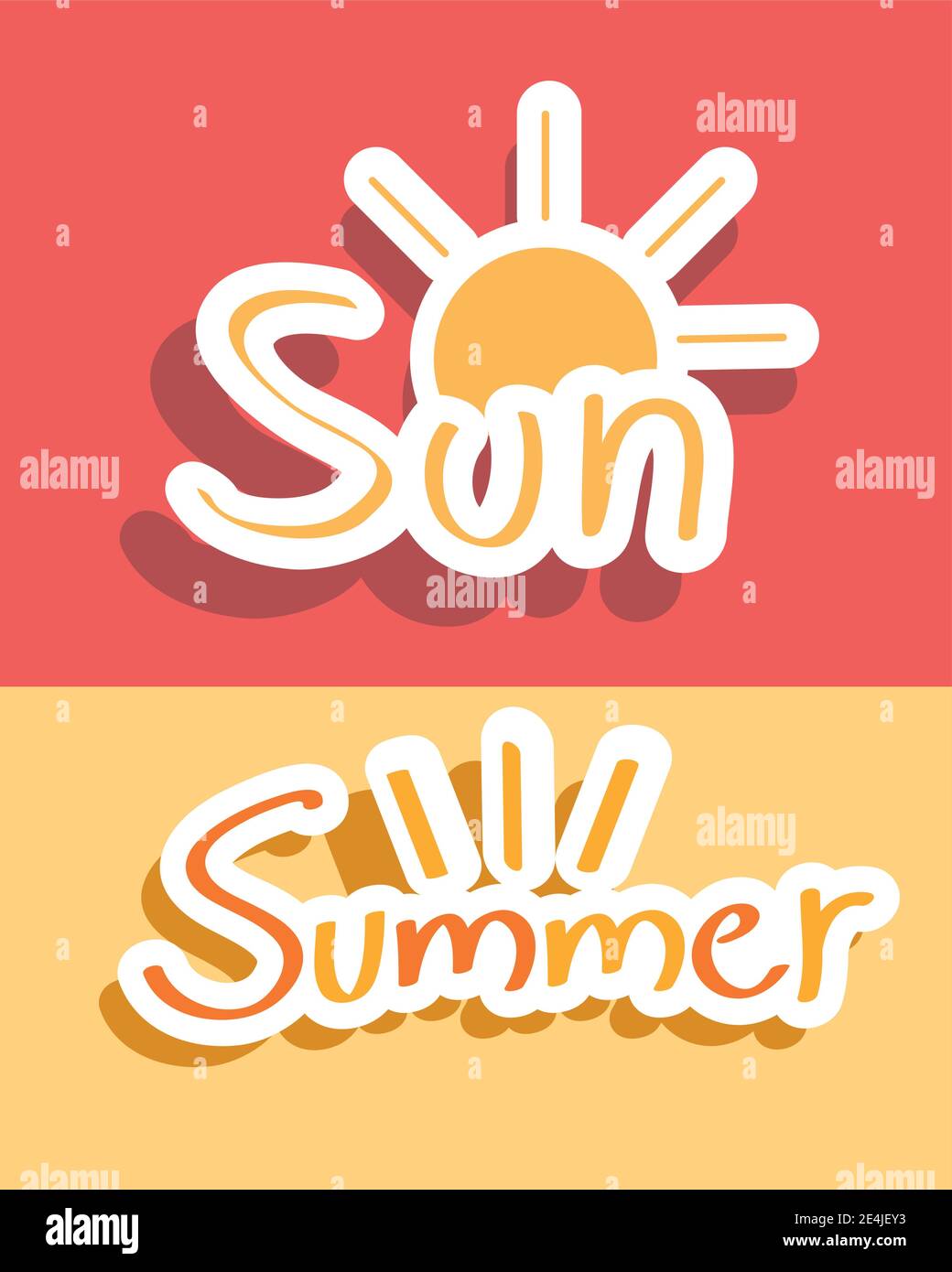 Sun and summer words stickers design, vacation and tropical theme ...