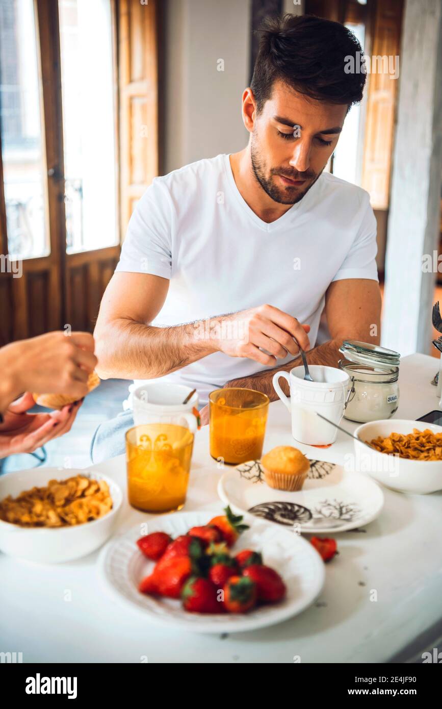 Table with breakfast for two people hi-res stock photography and images ...