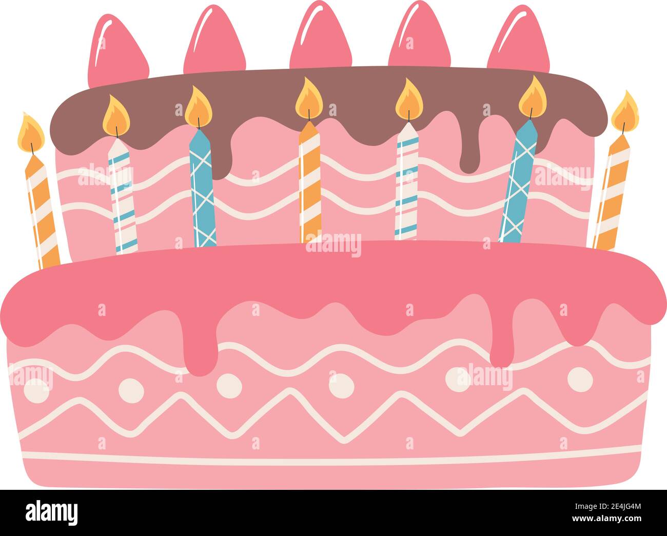 happy birthday sweet cake with candles celebration party cartoon vector ...
