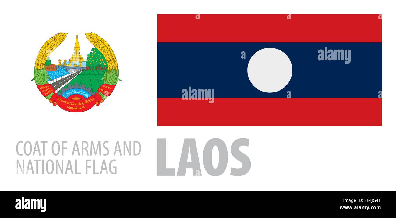 Vector set of the coat of arms and national flag of Laos Stock Vector ...