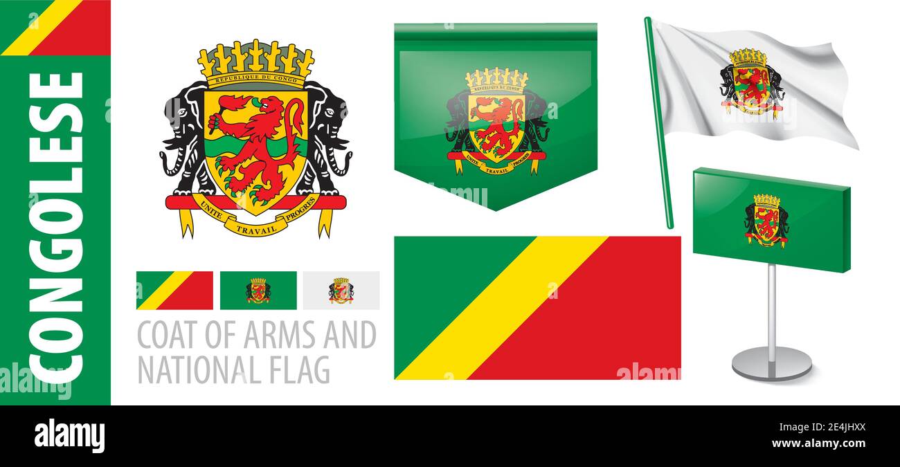Vector set of the coat of arms and national flag of Congo Stock Vector ...