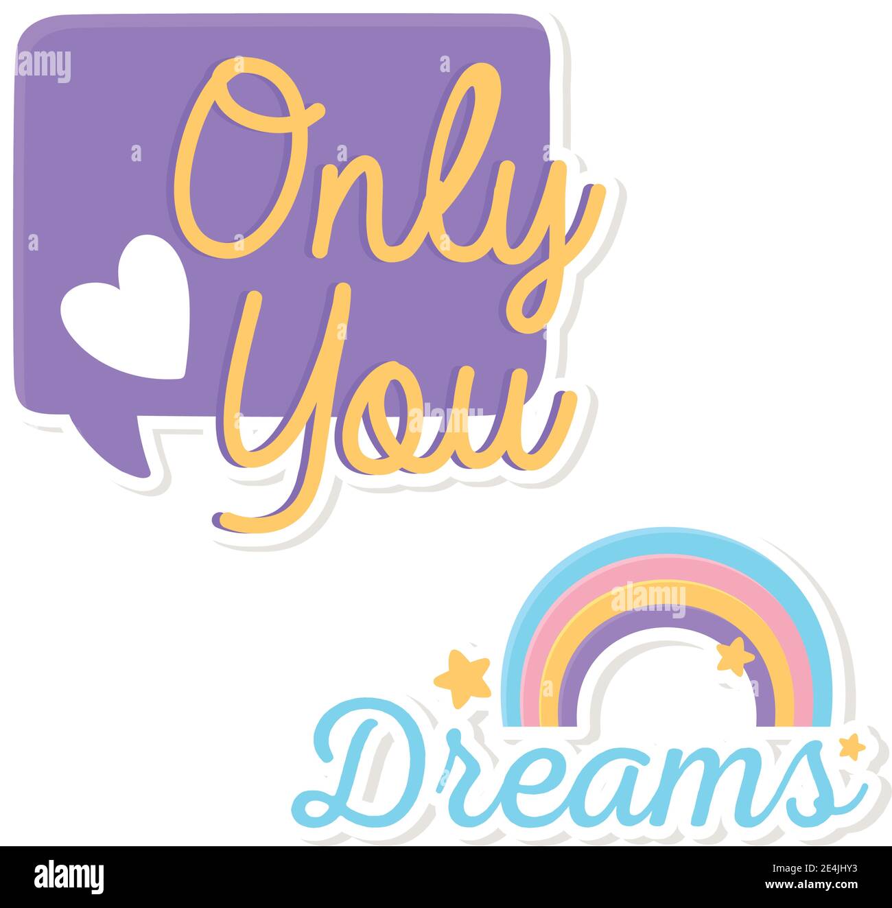 only you message rainbow decoration cartoon style sticker vector ...