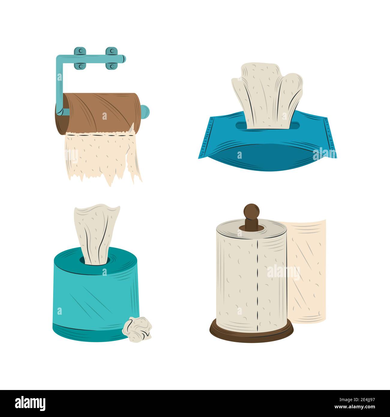 toilet paper, tissue paper box disposable, kitchen cartoon vector ...