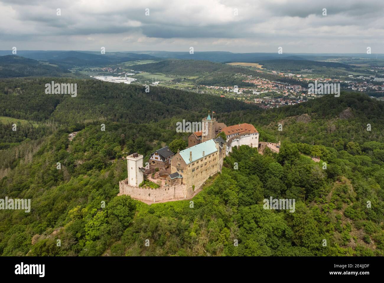 Germany, Thuringia, Eisenach, Aerial view of Wartburg castle Stock ...