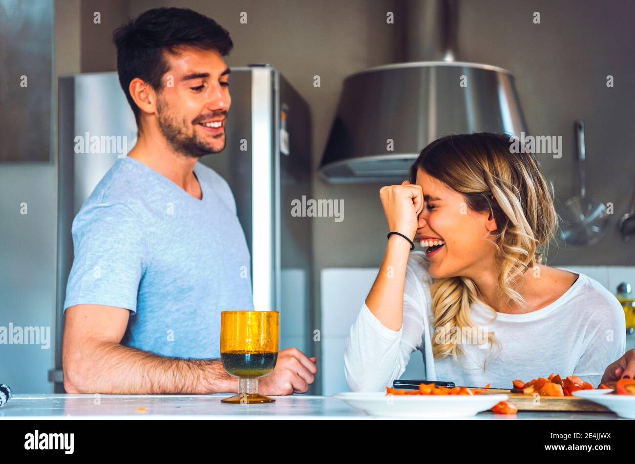 Laughing young woman her boyfriend hi-res stock photography and images ...