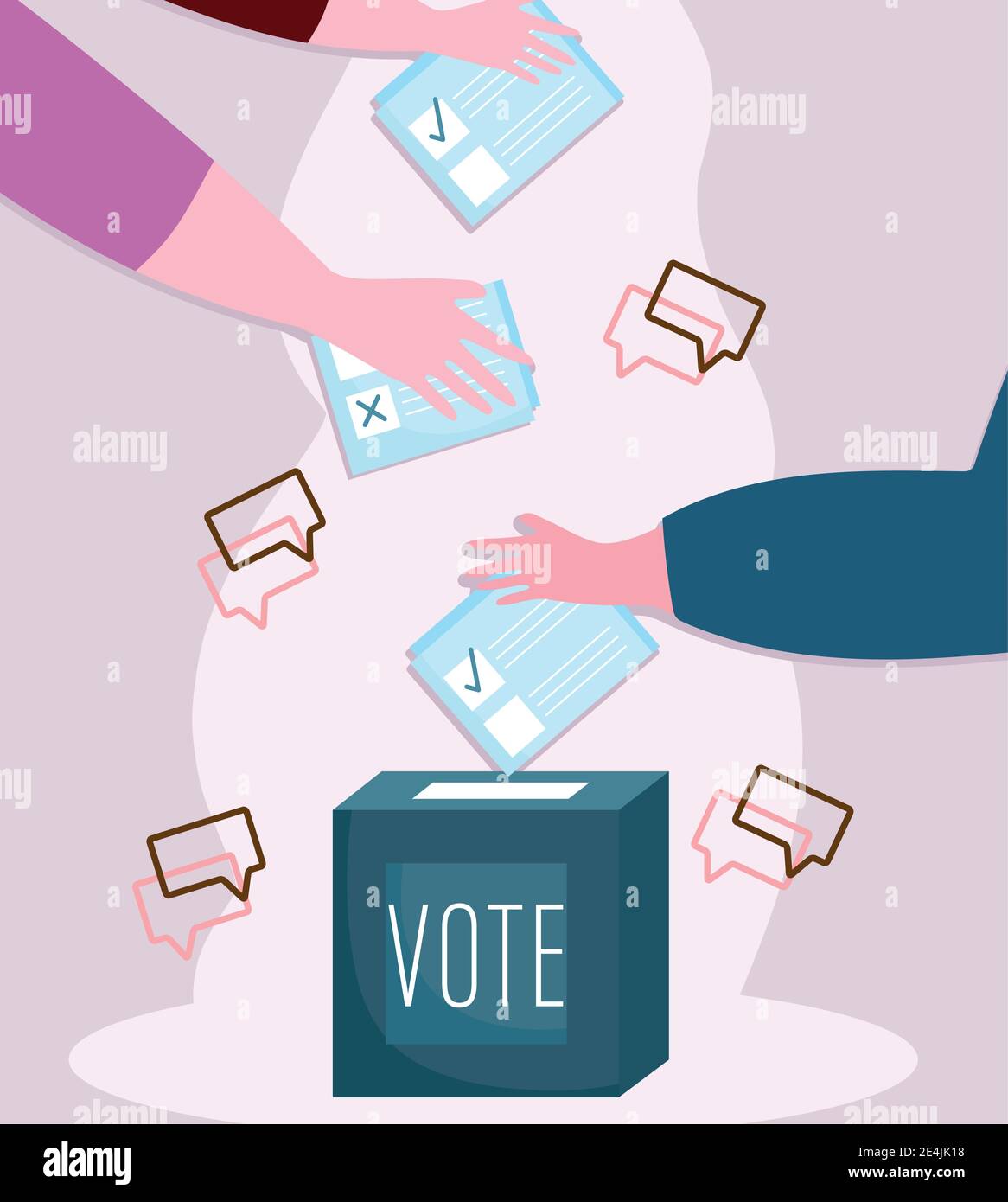 vote, hands pushing ballot in box election vector illustration Stock ...