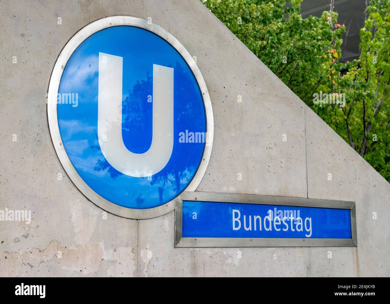 Sign underground station Bundestag, government district, Berlin ...