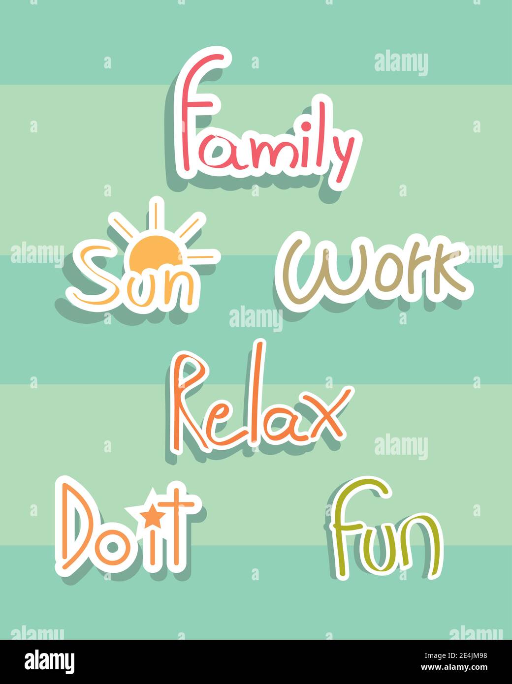 Cute stickers icon group design, message positive badge and ornament ...