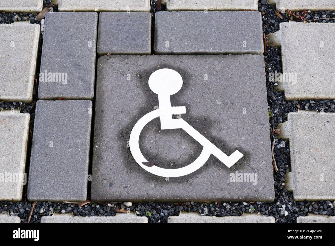 Pictogram wheelchair user, ground marking for disabled parking, North ...