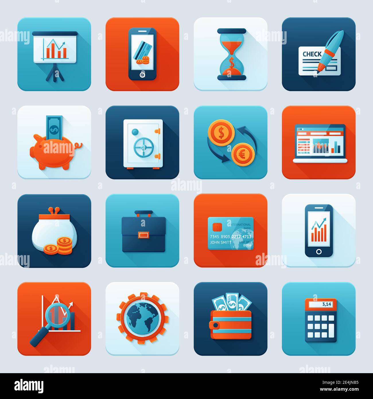 Bank service money icons set with money box storage card isolated ...