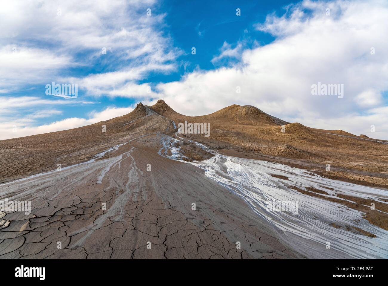 Mud volcano eruption scene Stock Photo - Alamy