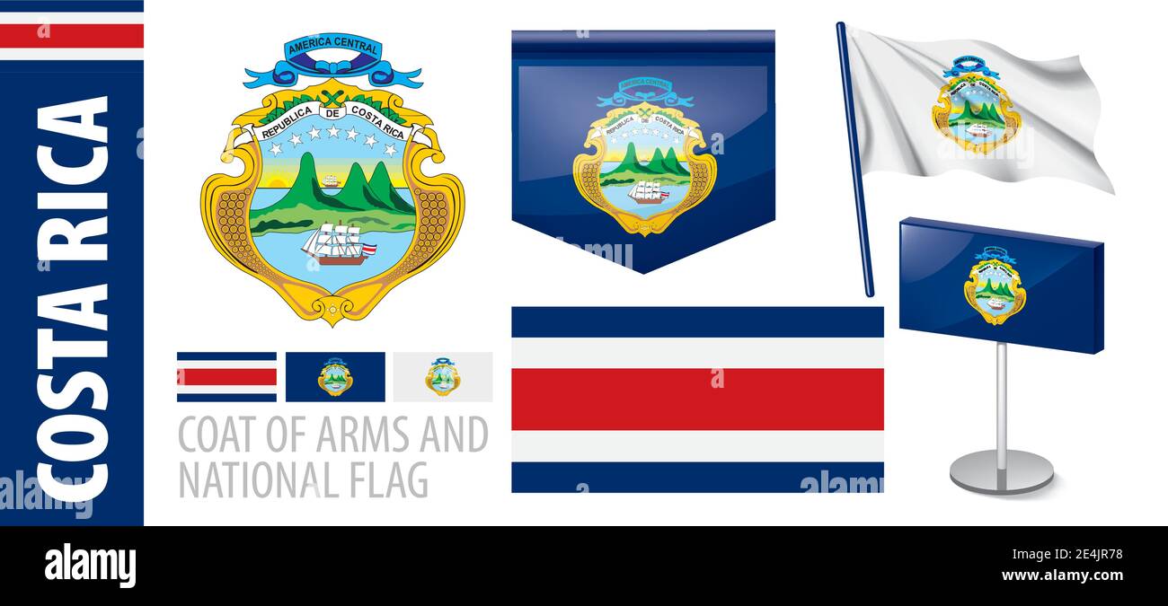 Vector set of the coat of arms and national flag of Costa Rica Stock ...