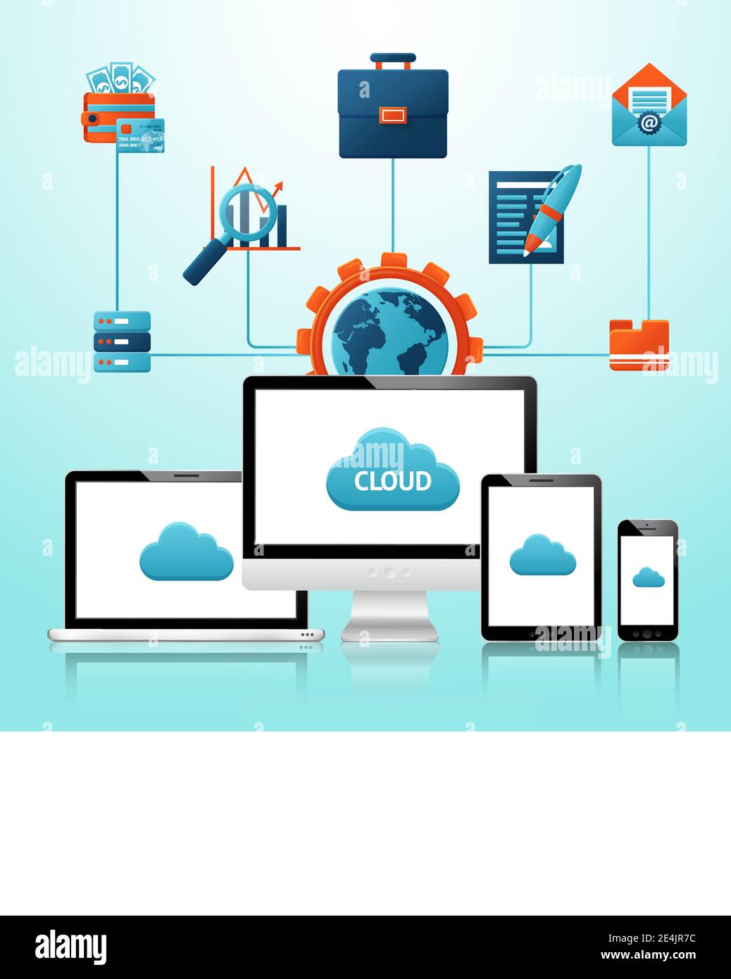 Mobile devices infographics with phone tablet and cloud computing ...