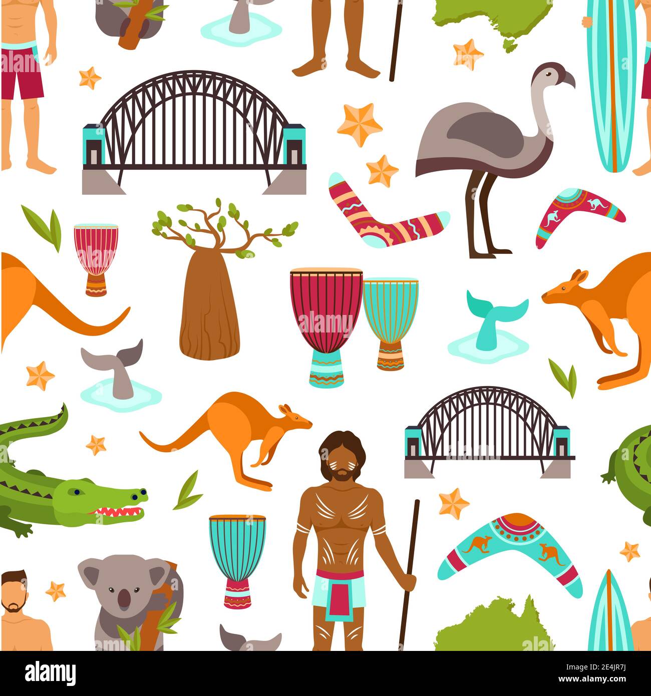 Australia seamless pattern with australian aborigine animals and ...