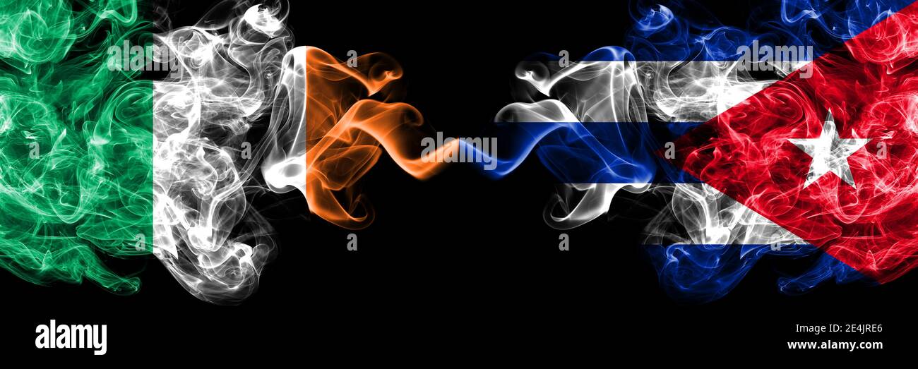 Republic of Ireland, Irish vs Cuba, Cuban smoky mystic flags placed ...