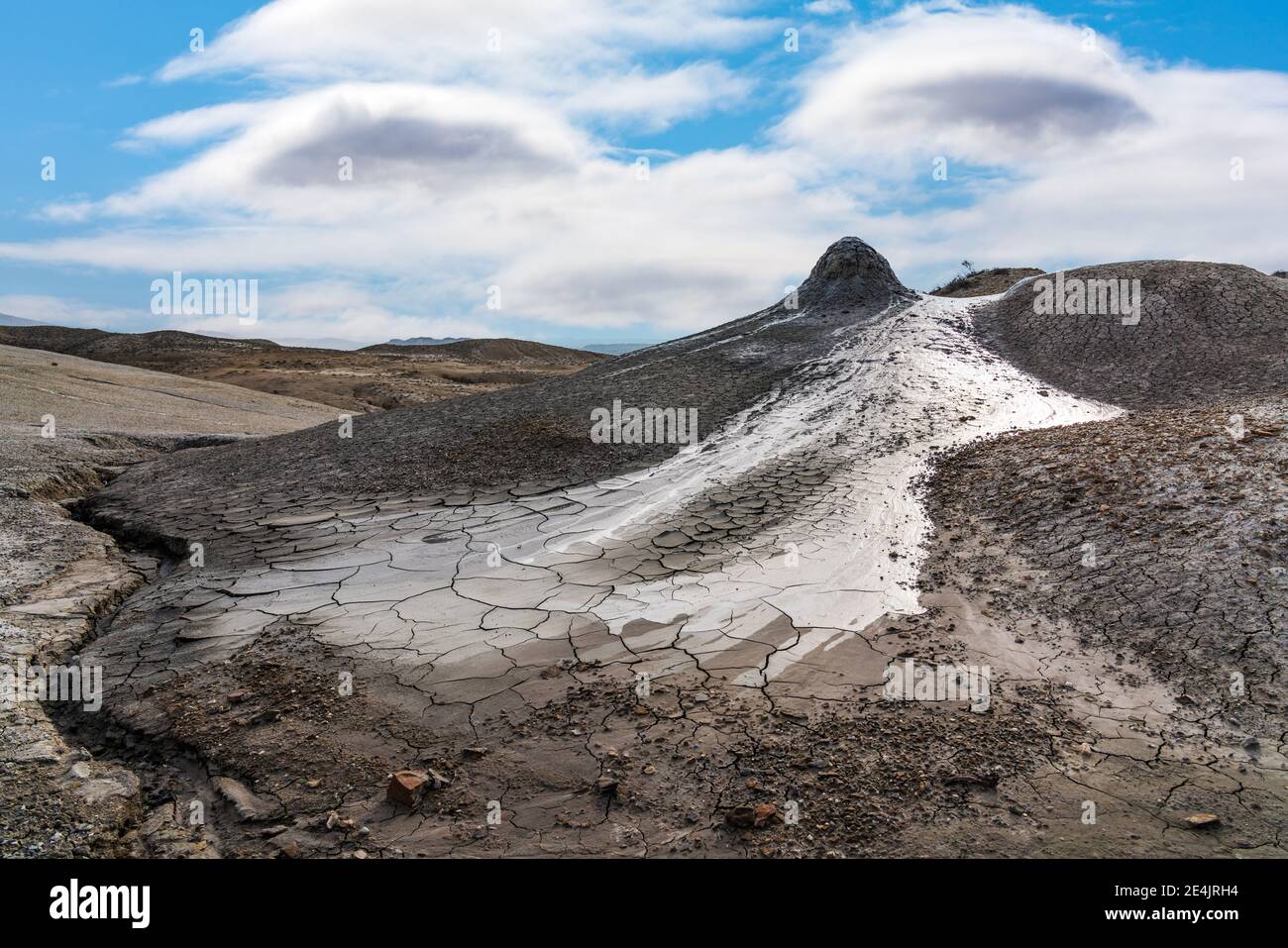 Mud volcano eruption scene Stock Photo - Alamy