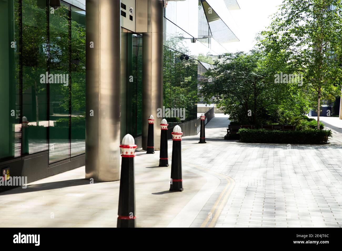 UK, England, London, Bollards in front of building entrance Stock Photo ...